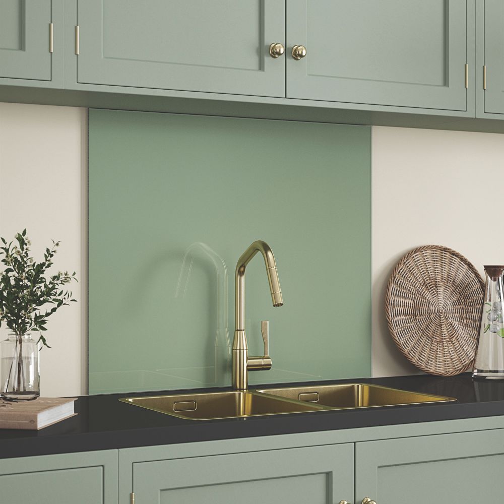 Splashback Sage Green Self-Adhesive Kitchen Splashback 900mm x 750mm x 6mm - Screwfix