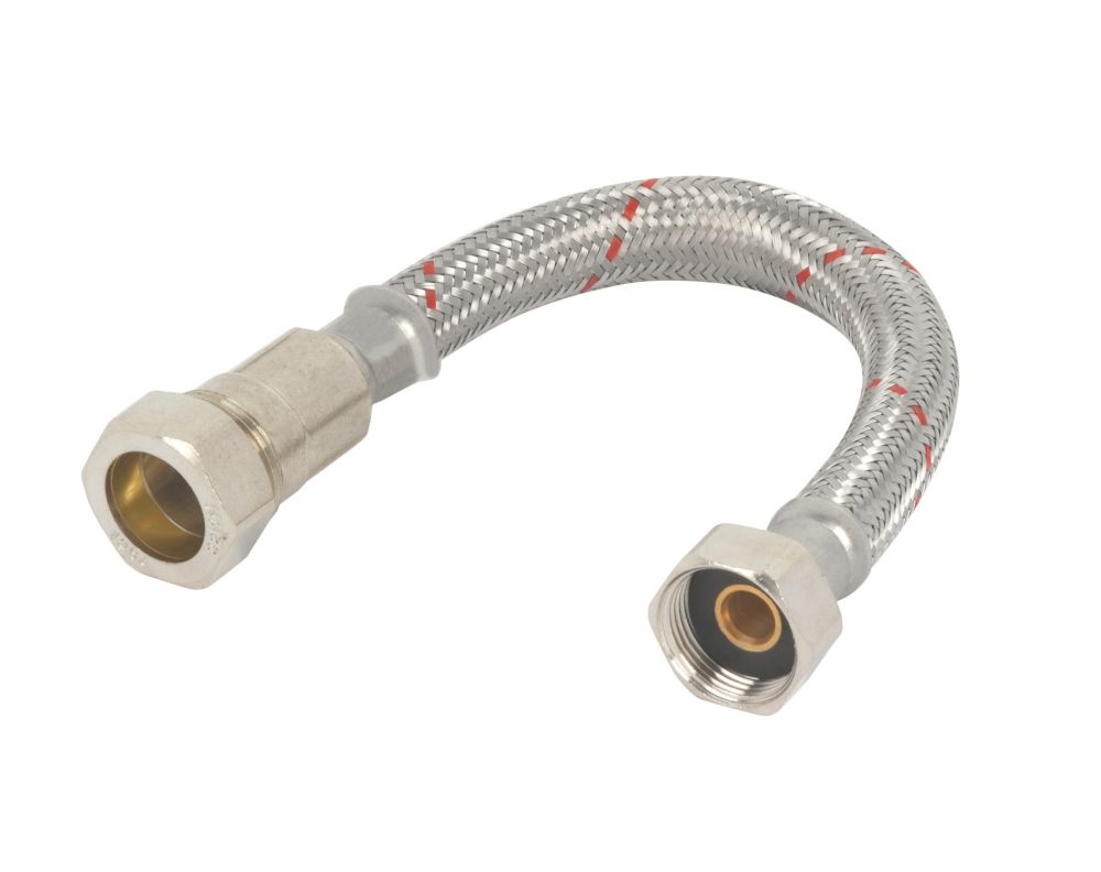 Essentials Flexible Tap Connector with Isolating Valve 22mm x 3/4" x ...