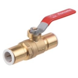Flomasta Push-Fit Full Bore 15mm Ball Valve with Red Handle - Screwfix