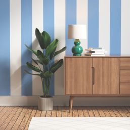 LickPro Blue Painted Stripe 02 Wallpaper Roll 52cm x 10m - Screwfix