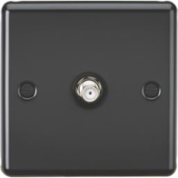 Knightsbridge 1-Gang F-Type Satellite Socket Matt Black with Black ...