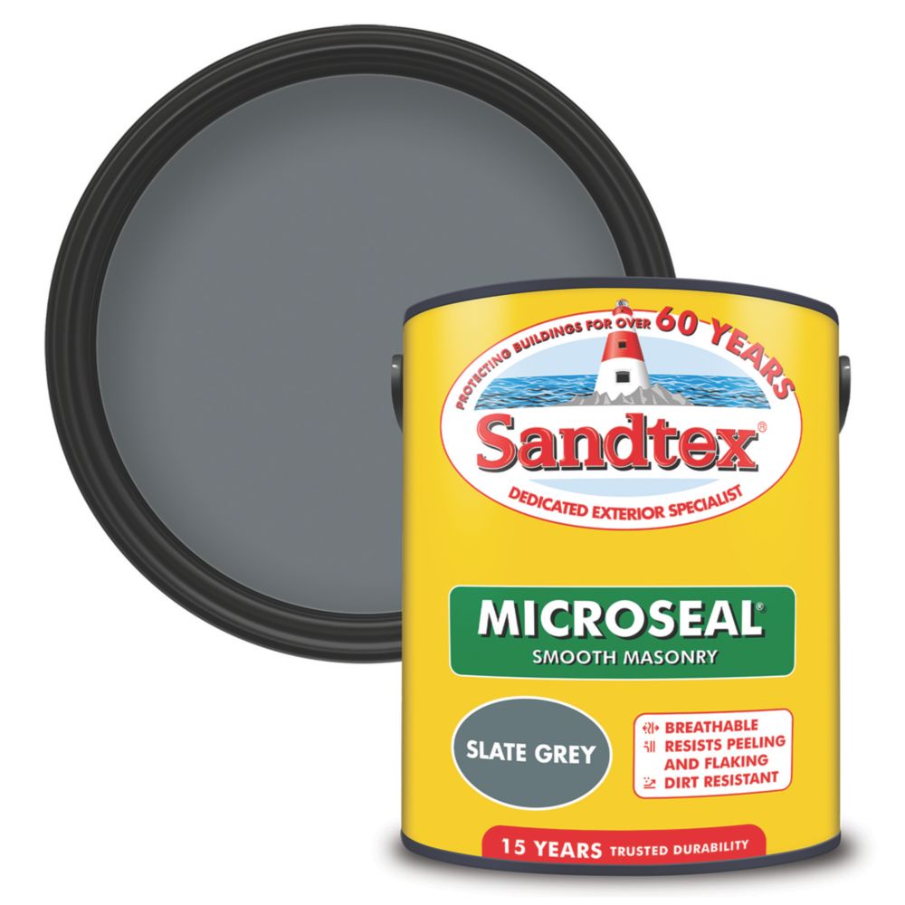Sandtex 5Ltr Ultra Smooth Slate Grey Masonry Paint - Screwfix