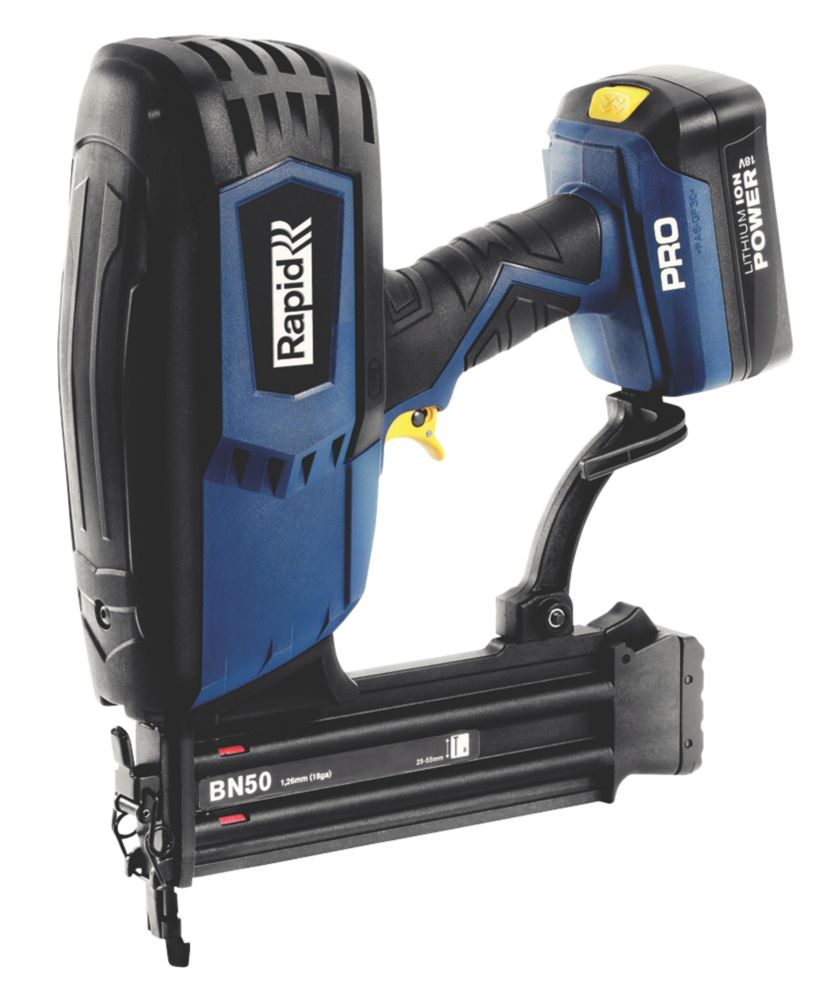 Rapid BN50 55mm 18V 2 x 2.0Ah Li-Ion Second Fix Cordless Nail Gun ...