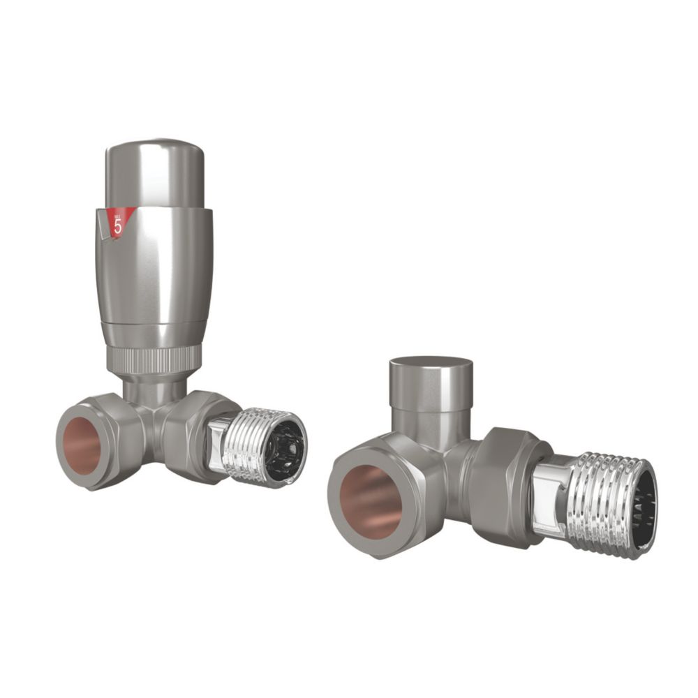 ETAL Danva 15mm x 1/2" Brushed Steel Corner Modern Thermostatic ...