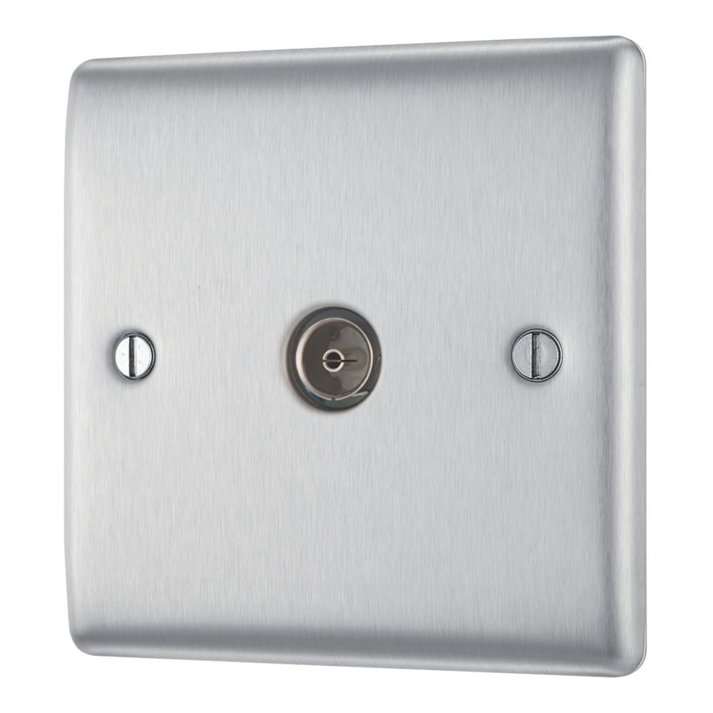 British General Nexus Metal 1-Gang Single TV Socket Brushed Steel ...