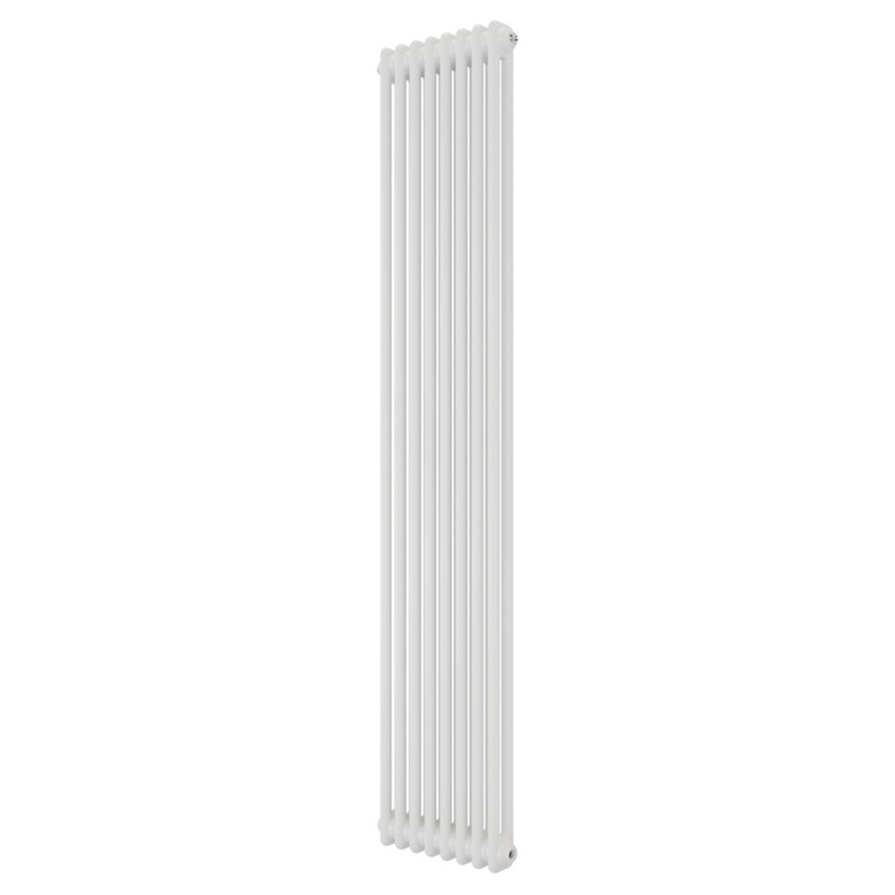 Azur 1800mm x 380mm 3607BTU White Vertical 2 Column Radiator - Screwfix