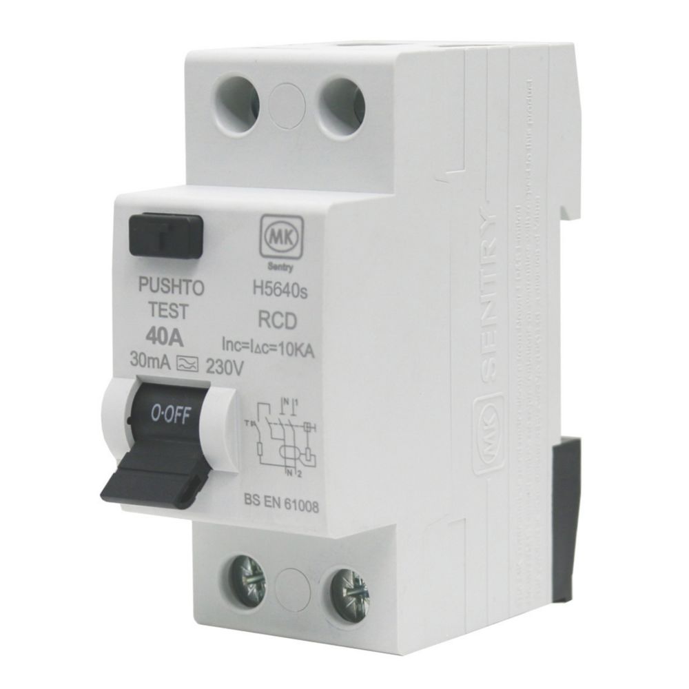 MK Sentry H5640S 40A 30mA 2-Pole A Curve RCD - Screwfix