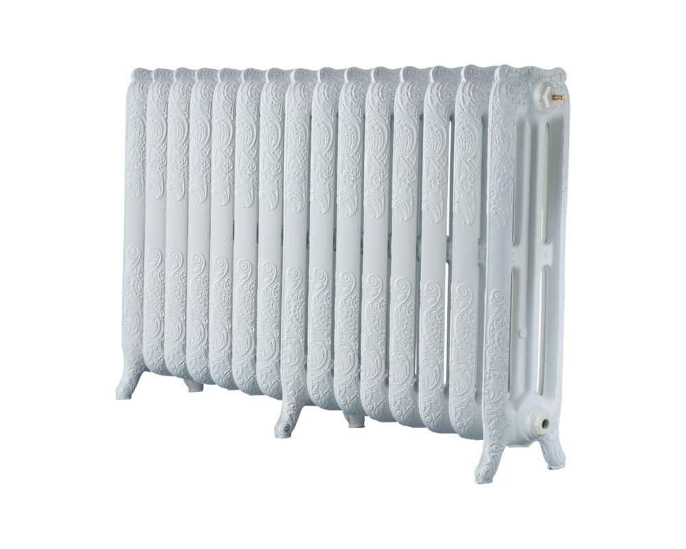 Arroll 760mm x 1234mm 7370BTU White Cast Iron 3 Column Radiator - Screwfix
