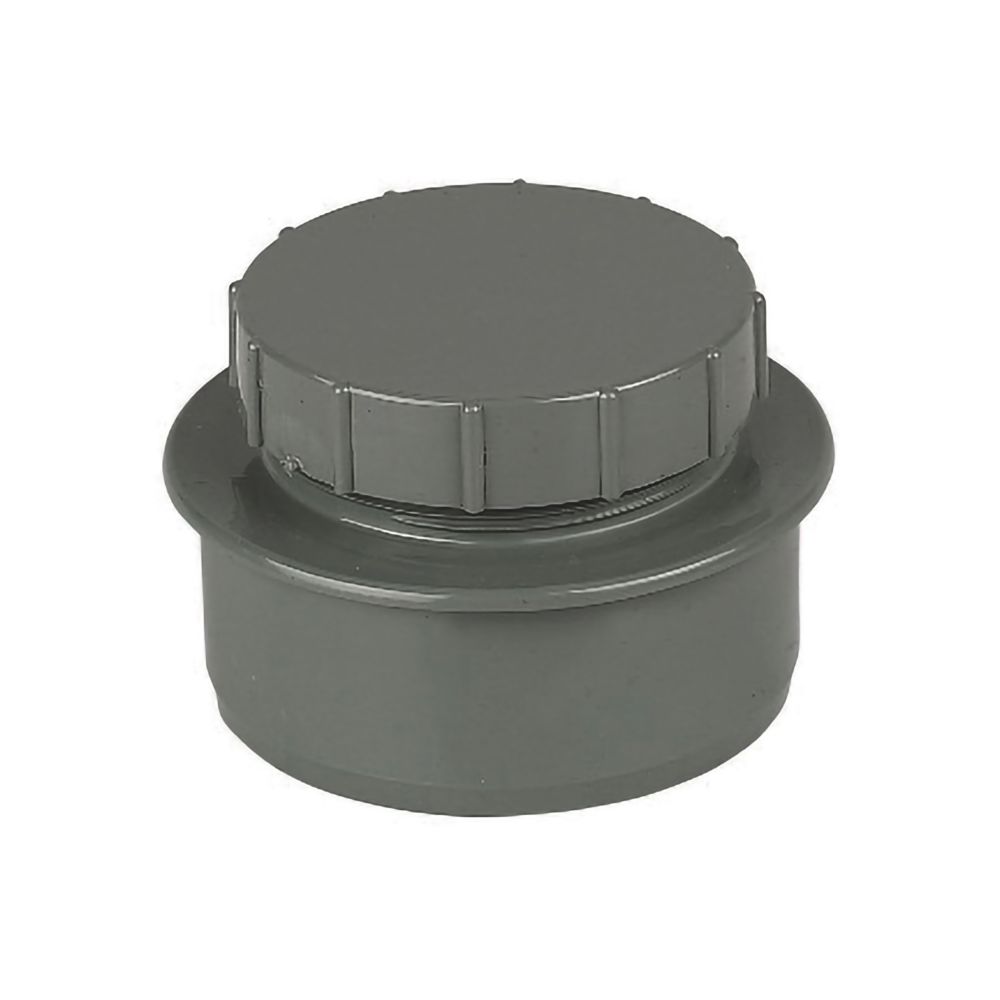 FloPlast Push-Fit Screwed Access Cap Anthracite Grey 110mm - Screwfix