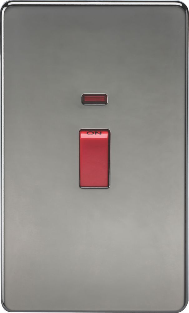 Knightsbridge 45A 2-Gang DP Control Switch Black Nickel with LED - Screwfix