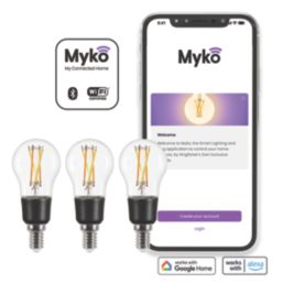 LAP Myko E14 Mini Globe LED Virtual Filament Smart Light Bulb 3.4W ...
