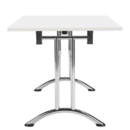 TC Group One Union Rectangular Folding Table White Silver 1400mm x 800mm Screwfix