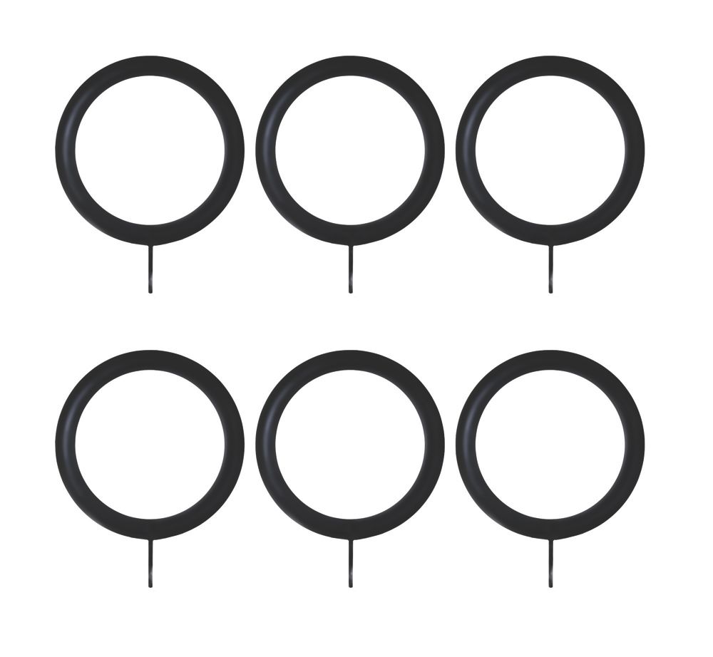 Renaissance Matt Black Metal Curtain Rings 19mm 6 Pack - Screwfix