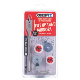 GripIt Plasterboard Mirror Fixing Kit 18mm x 95mm 2 Pack - Screwfix