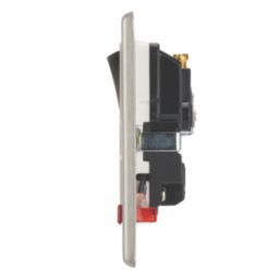 Contactum Iconic 13A 1-Gang DP Switched Socket Outlet Brushed Steel ...