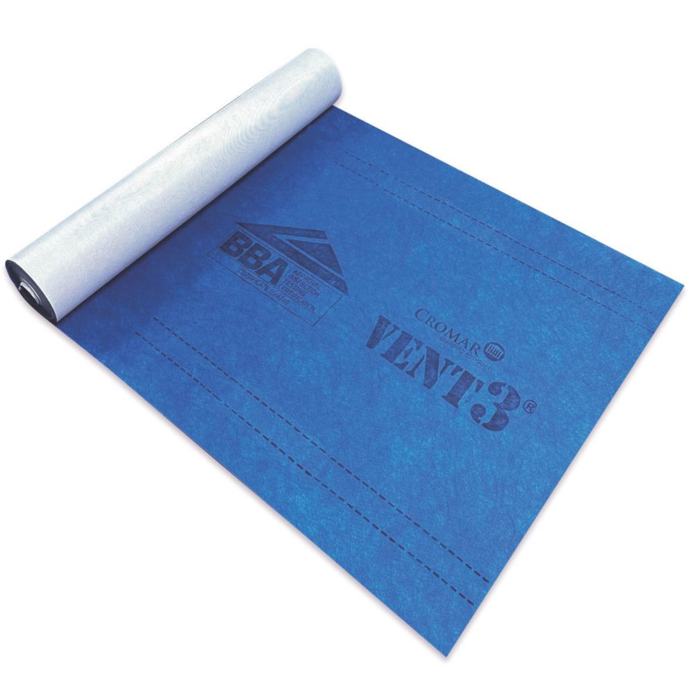 Cromar Vent3 Waterproof Roofing Membrane Blue Upper Surface 50m x 1m ...