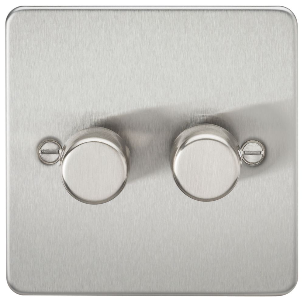 Knightsbridge 2-Gang 2-Way LED Intelligent Dimmer Switch Brushed Chrome ...