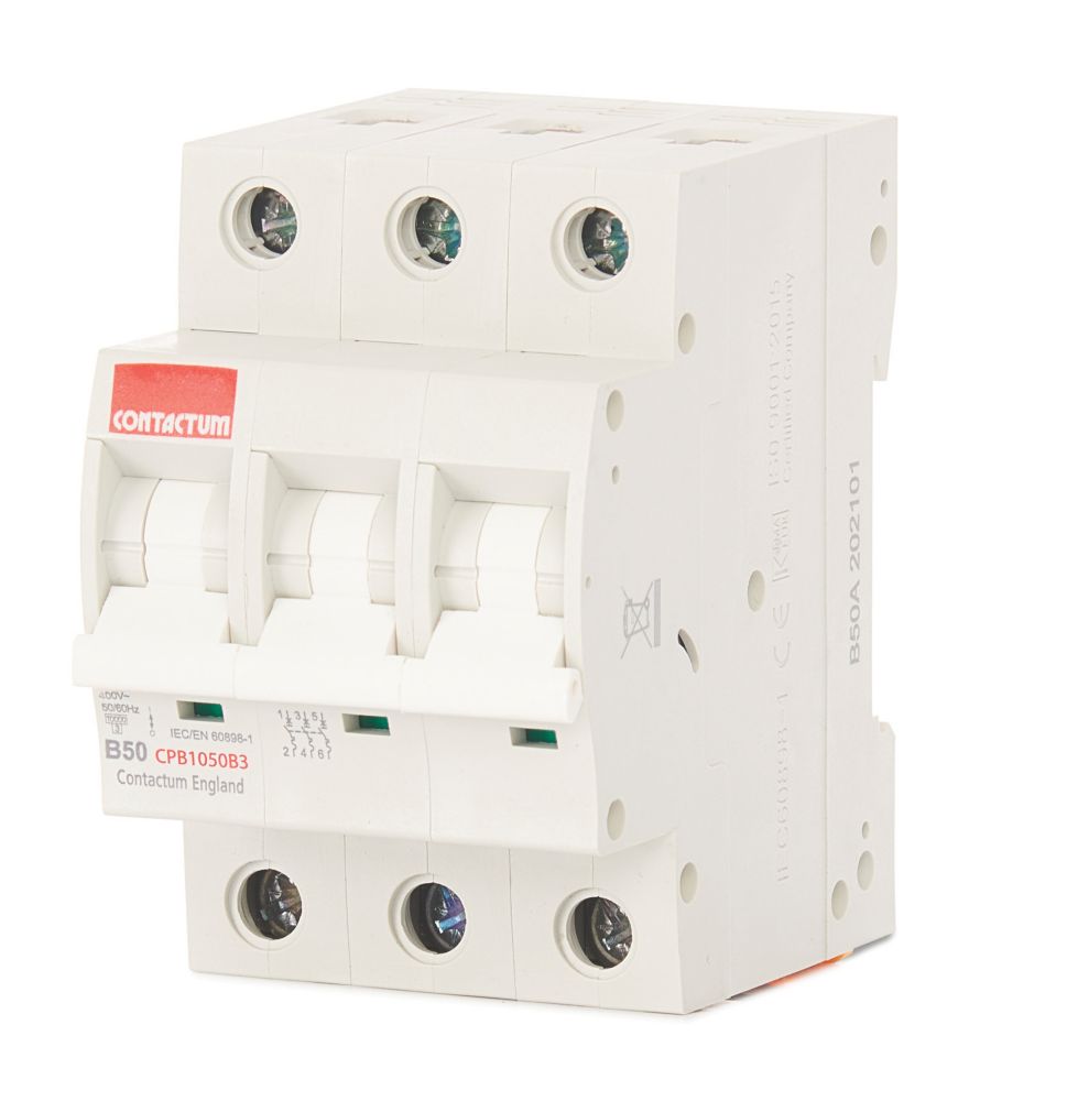 Contactum Defender 50A TP B Curve 3-Phase MCB - Screwfix