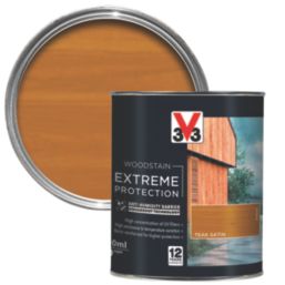 V33 750ml Teak Satin Solvent-Based Exterior Wood Stain - Screwfix