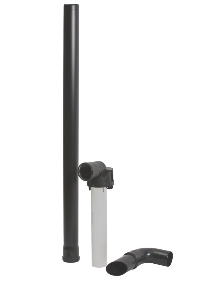 Baxi Plume Kit Extension Pipe 60mm White/Black - Screwfix