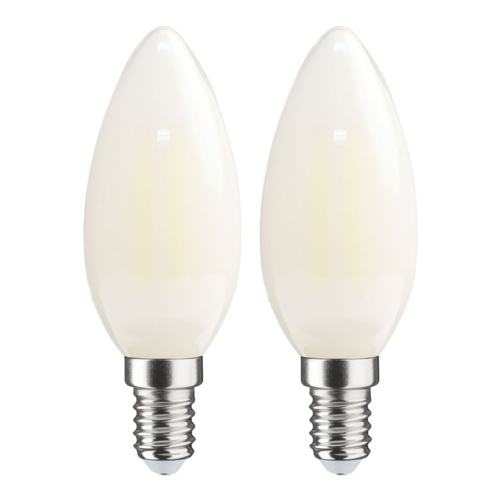 LAP E14 Candle LED Light Bulb Milky 470lm 2.2W 2 Pack - Screwfix