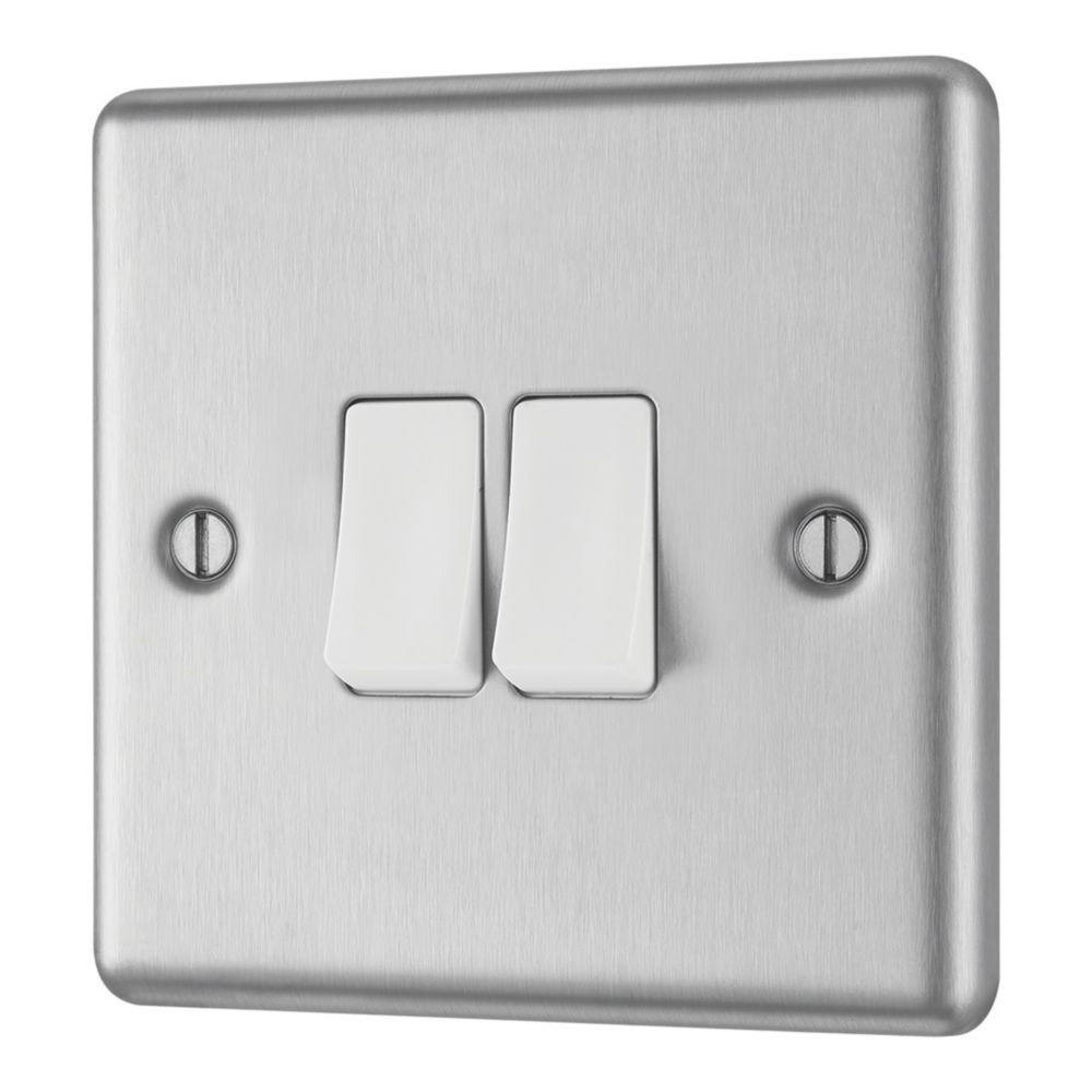 LAP 20A 16AX 2-Gang 2-Way Light Switch Brushed Stainless Steel with ...