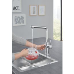 Grohe Red Duo L Spout Instant Boiling Water Kitchen Tap Chrome - Screwfix