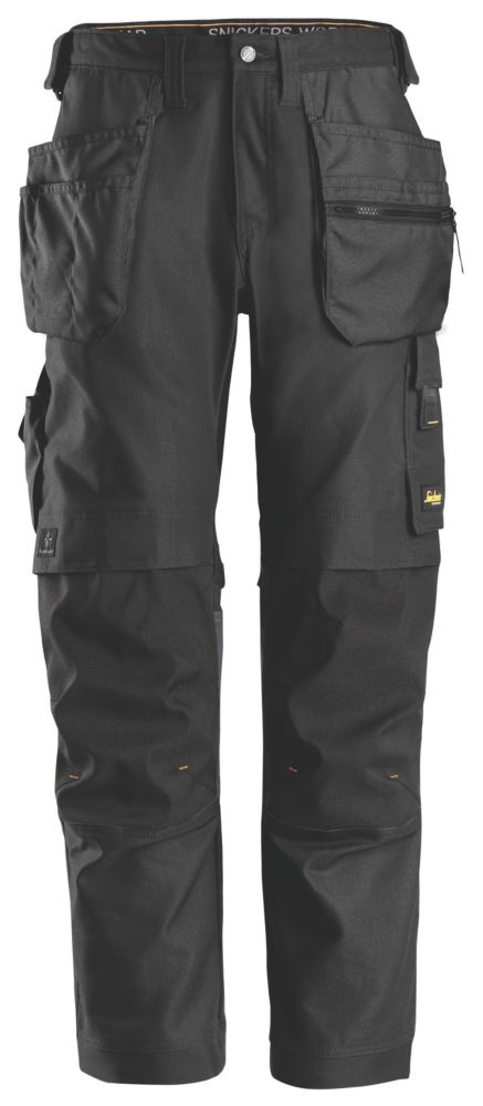 Snickers 6224 Canvas Stretch Trousers Black 38" W 32" L - Screwfix