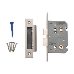 Smith & Locke Fire Rated Satin Nickel Bathroom Lock 65mm Case - 44mm ...
