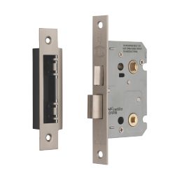 Smith & Locke Fire Rated Satin Nickel Bathroom Lock 65mm Case - 44mm ...