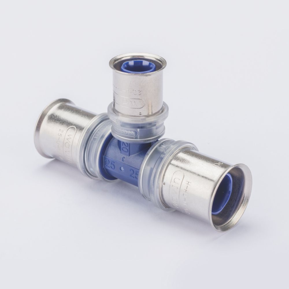 Wavin Tigris K5 Multi-Layer Composite Press-Fit Reducing Tees 25mm x 20mm x 25mm 5 Pack - Screwfix