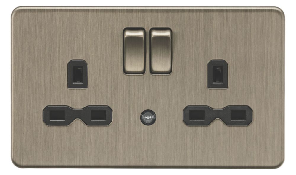 Knightsbridge Screwless 13A 2-Gang DP Switched Night Light Double ...