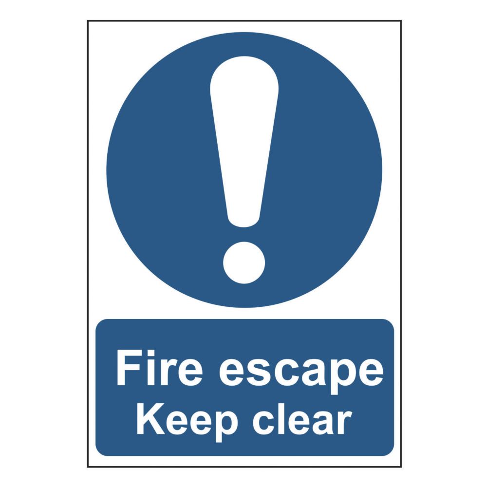 Essentials Non Photoluminescent "Fire Escape Keep Clear" Sign 210mm x ...