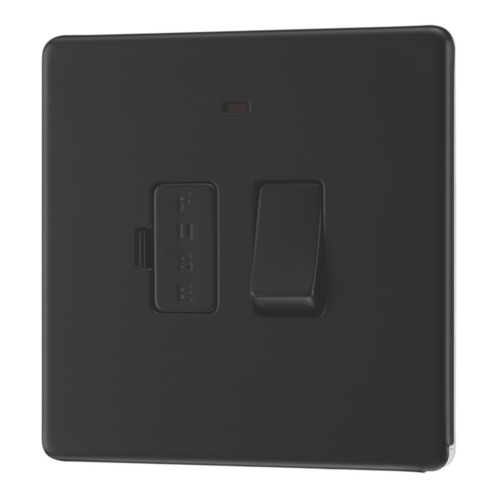 LAP 13A Switched Fused Spur with LED Matt Black with Colour-Matched ...