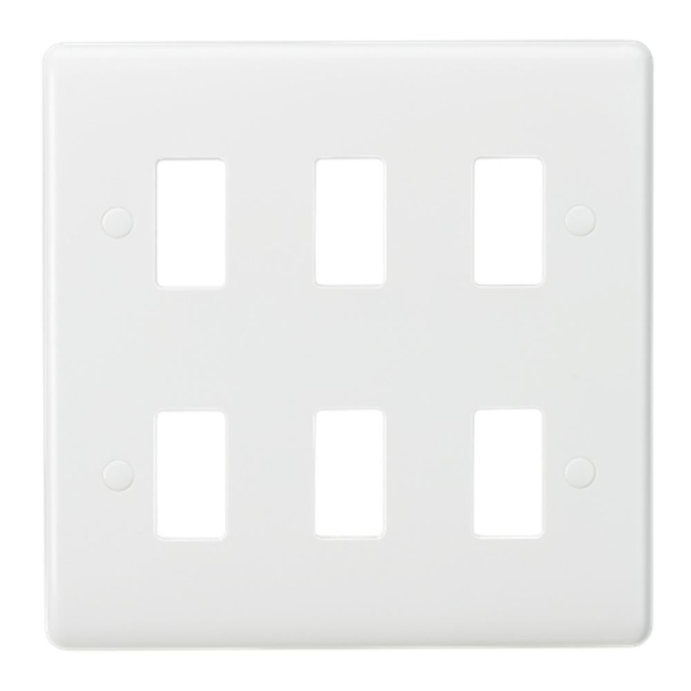 Knightsbridge Curved Edge 6-Module Grid Faceplate White - Screwfix