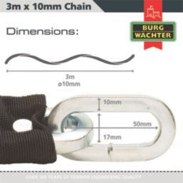 Burg-Wachter Hardened Steel Heavy Duty Chain 3m x 10mm - Screwfix