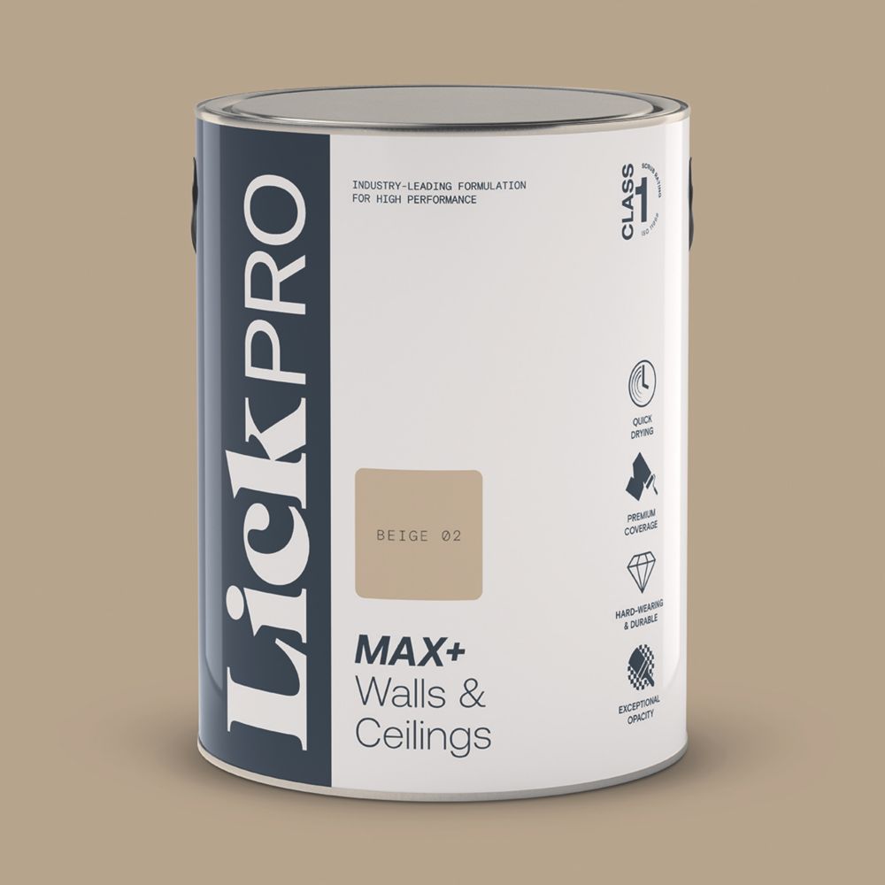 LickPro Max+ 5Ltr Beige 02 Matt Emulsion Paint - Screwfix