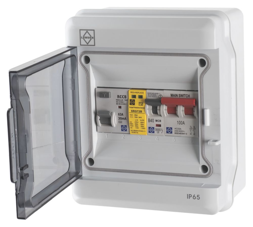 Lewden IP65-REV40AS IP65 Weatherproof Outdoor 6-Module 6-Way Populated ...