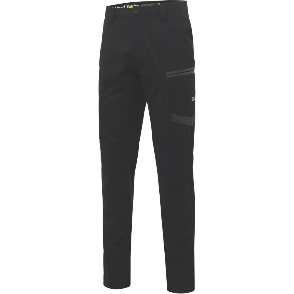 Hard Yakka Raptor Active Trousers Black 32" W 32" L | Work Trousers ...