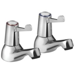 Bristan Lever Chrome 90mm Cloakroom Lever 2 Tap Holes Basin Pillar Tap ...