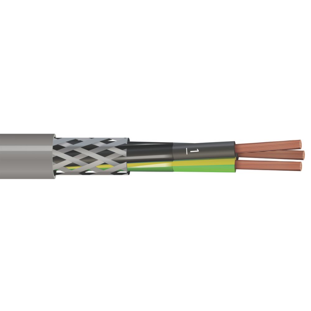 Time 3-Core CY Grey 1mm² Screened Control Cable 1m Coil - Screwfix