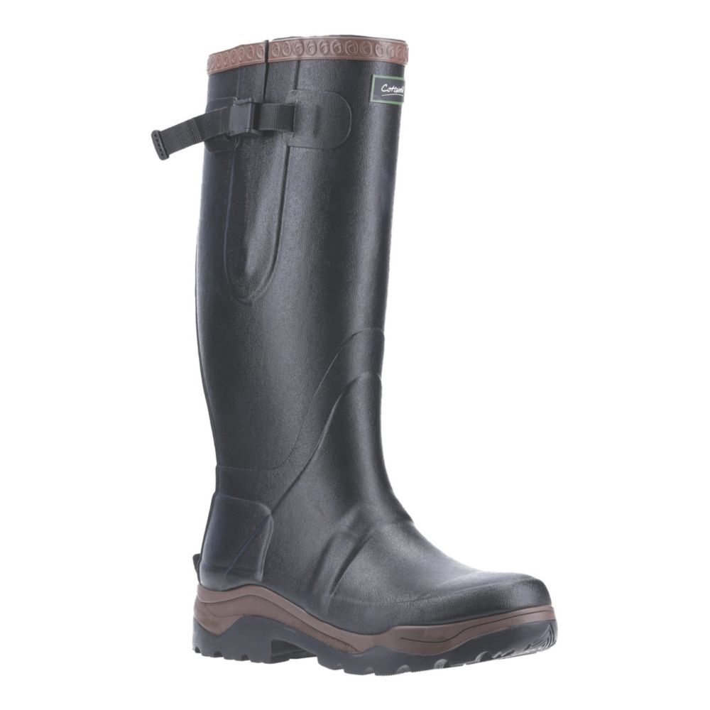 Cotswold Compass Neoprene Rubber Size 6 Black Non Safety Wellies - Screwfix