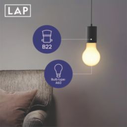 LAP B22 A60 LED Light Bulb Milky 806lm 4.9W 4 Pack - Screwfix