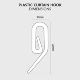 Renaissance Plastic Curtain Hooks White 100 Pack - Screwfix