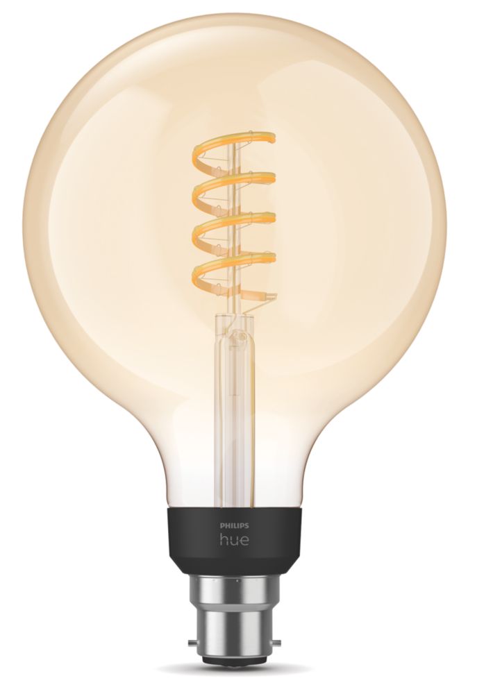 Philips Hue B22 G125 LED Smart Light Bulb 7W 550lm - Screwfix