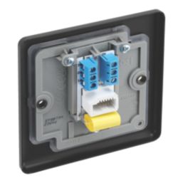 LAP 1-Gang Master Telephone Socket Matt Black with Colour-Matched ...