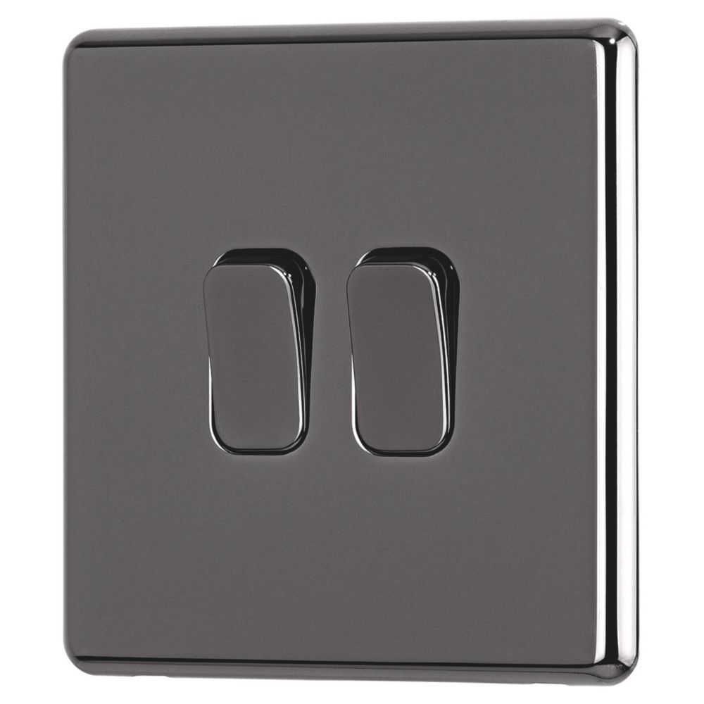 Arlec 10A 2-Gang 2-Way Light Switch Black Nickel - Screwfix