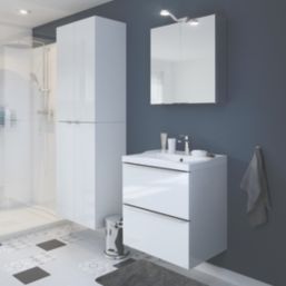 Imandra Bathroom Cabinet White Gloss 600mm x 360mm x 900mm - Screwfix