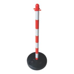 Essentials Barrier Chain Support Posts & Bases Red & White 300mm 2 Pack ...