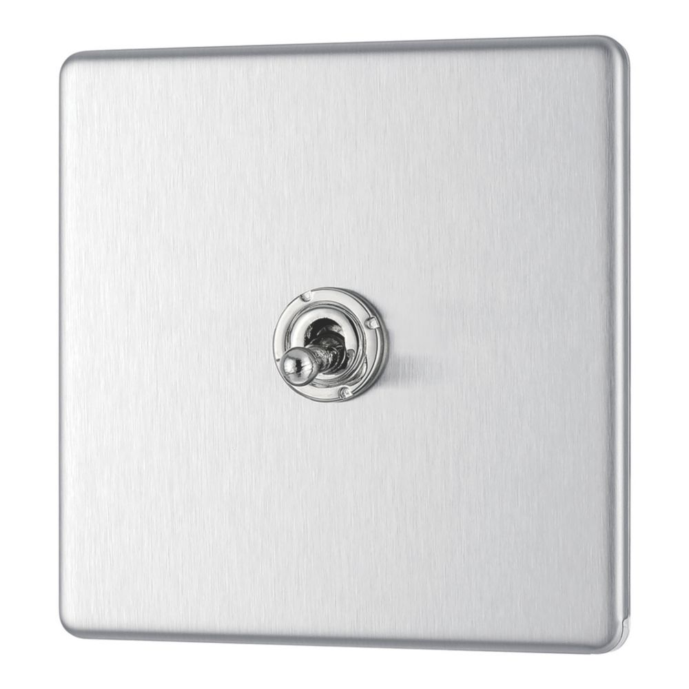 LAP 20A 16AX 1-Gang 2-Way Toggle Switch Brushed Stainless Steel - Screwfix